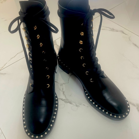 Stuart Weitzman | Shoes | Newstuart Weitzman Faux Pearl Combat Boots ...